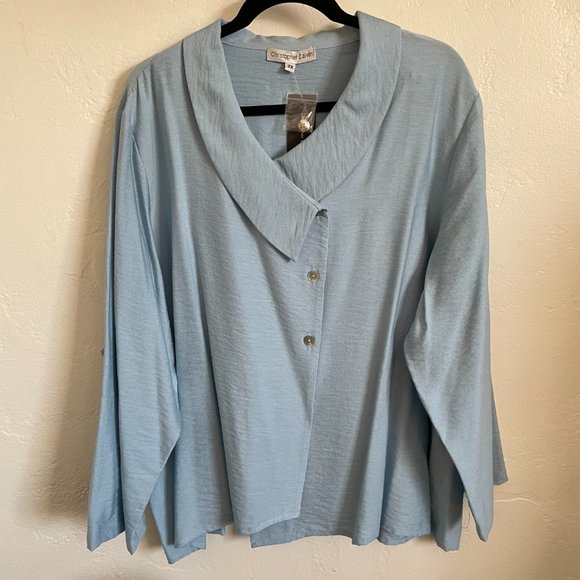 Christopher Calvin | Tops | Christopher Calvin Blue Rayon Asymmetrical ...